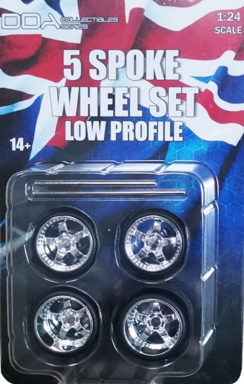 DDA Low Profile Chrome 5 Spoke Wheels w/Tyres and Axles - Set of 4 - 1 ...