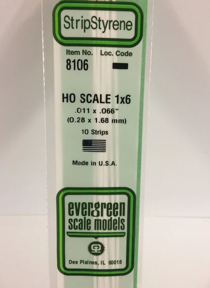 Evergreen 8106 .011" x .066" Ho Scale Strip – Andrew's Hobbies